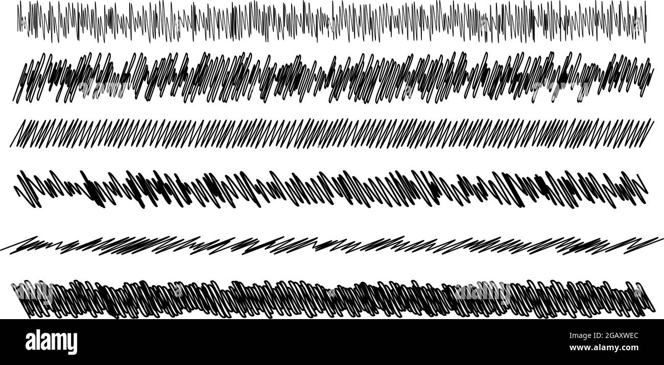 Scribble, sketch, sketchy doodle horizontal line dividers. Wavy, waving ...