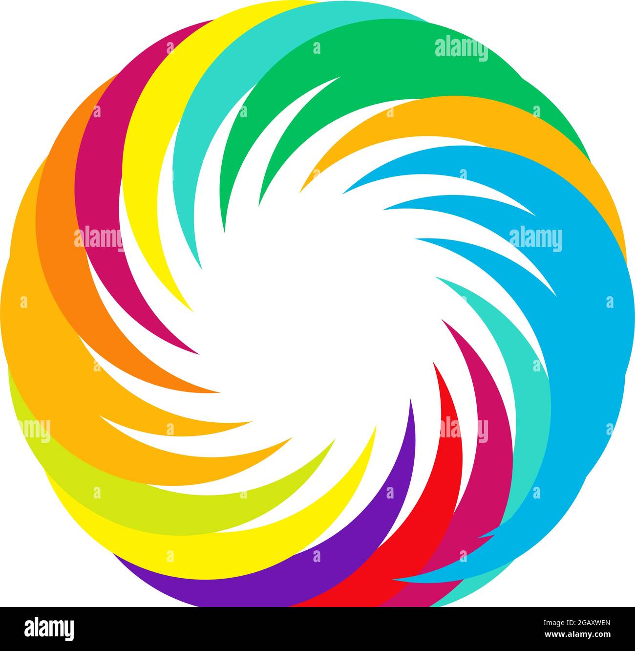 Circular, radial icon, motif, mandala shape. Swirl, twirl, helix ...