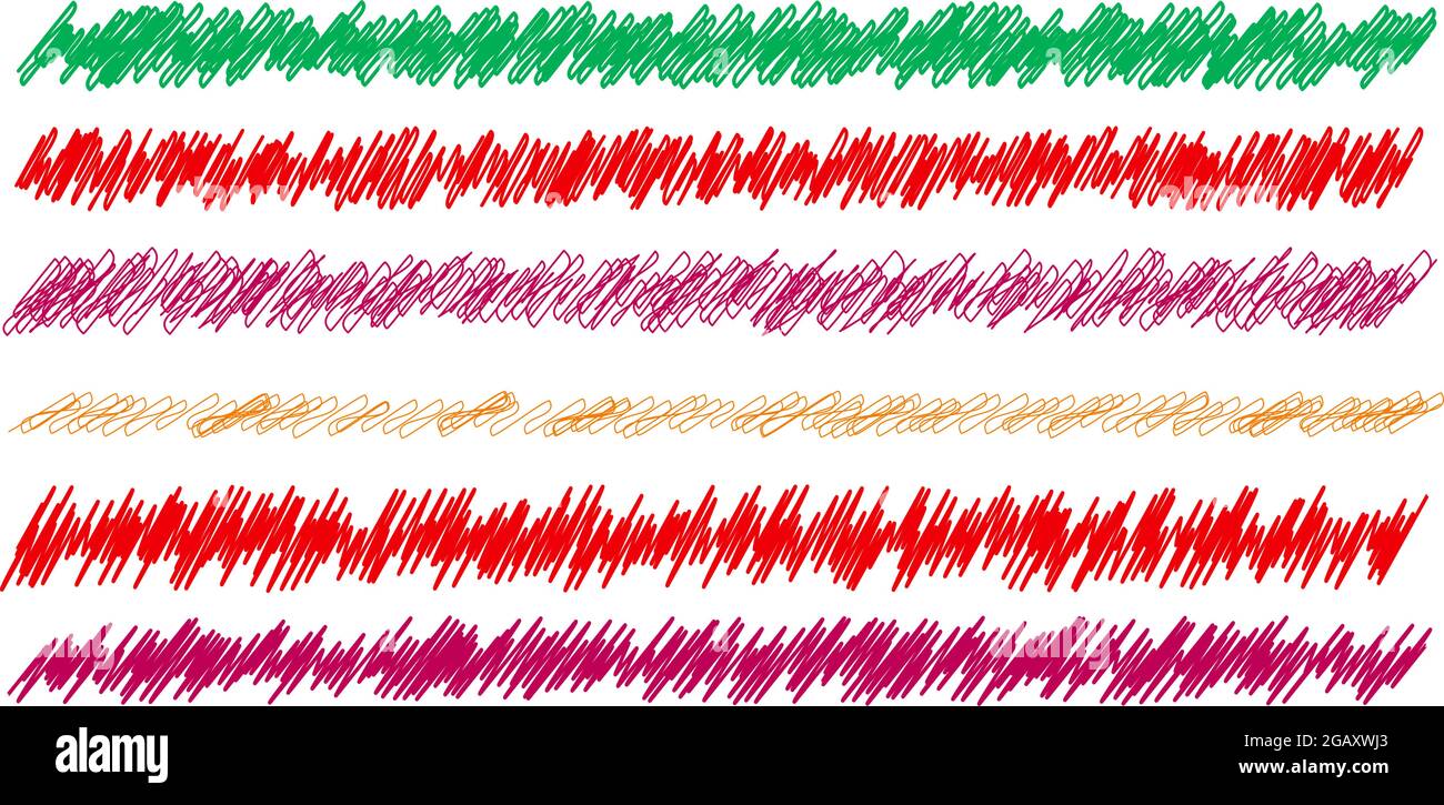 Colorful scribble, sketch, sketchy doodle horizontal line dividers ...