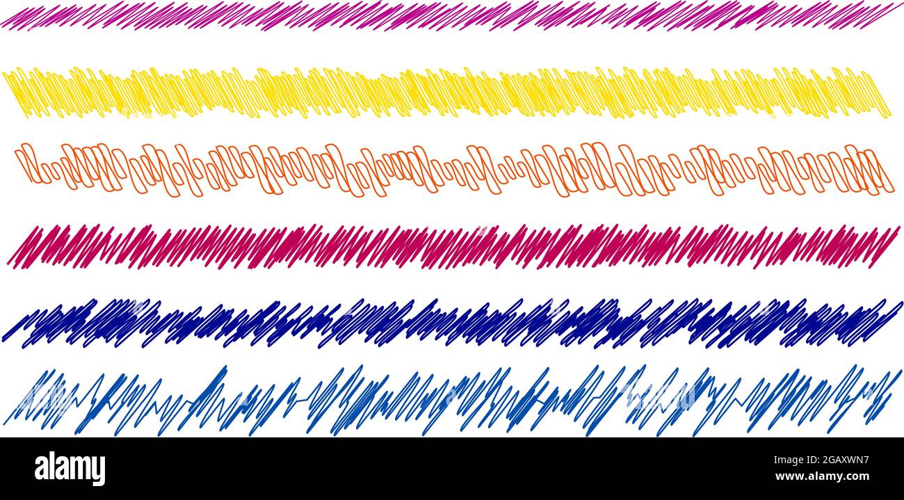 Colorful scribble, sketch, sketchy doodle horizontal line dividers ...