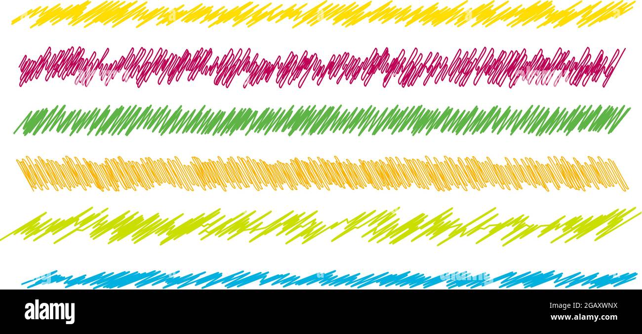 Colorful scribble, sketch, sketchy doodle horizontal line dividers ...