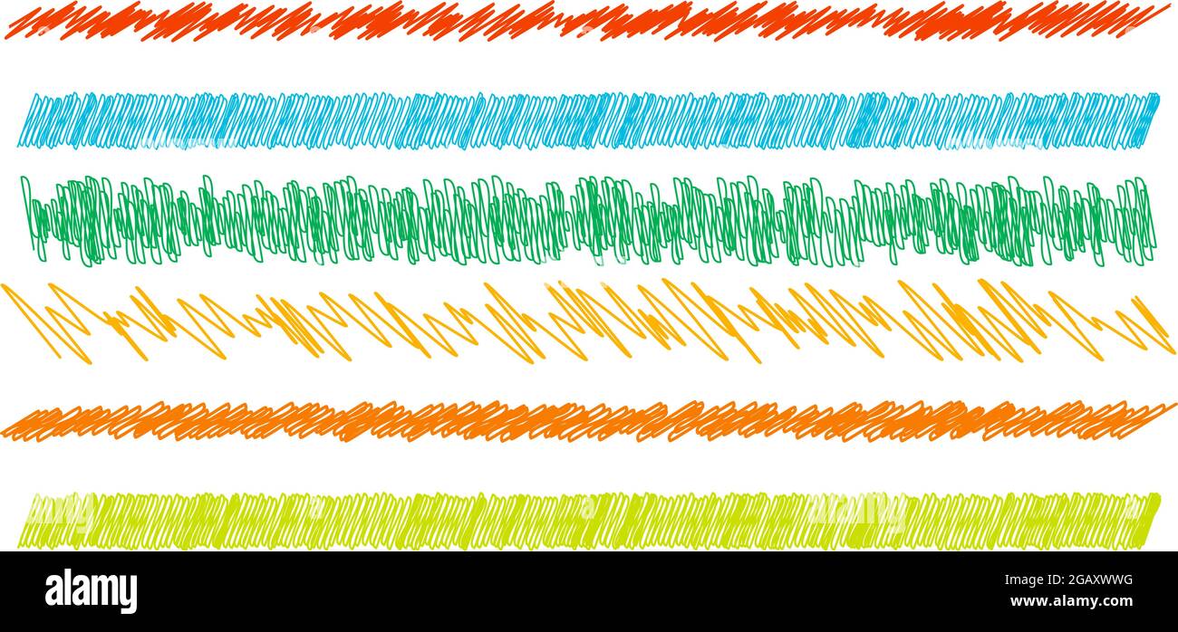 Colorful scribble, sketch, sketchy doodle horizontal line dividers ...