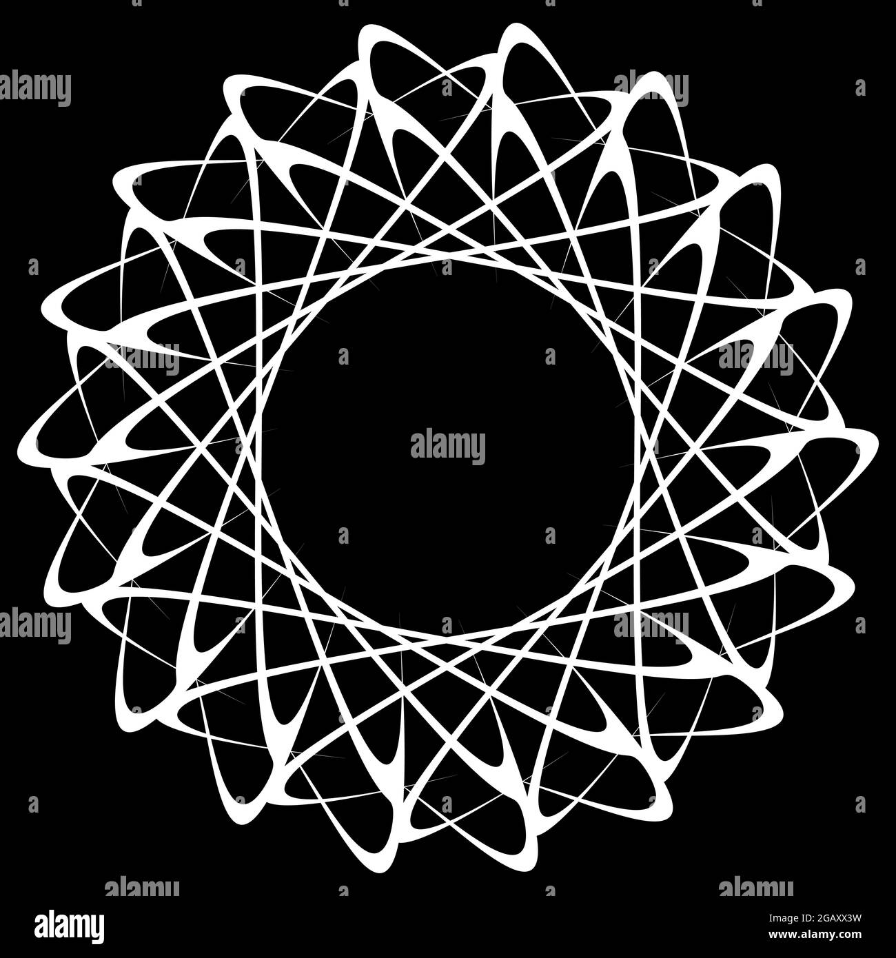 Circular, radial icon, motif, mandala shape. Swirl, twirl, helix ...