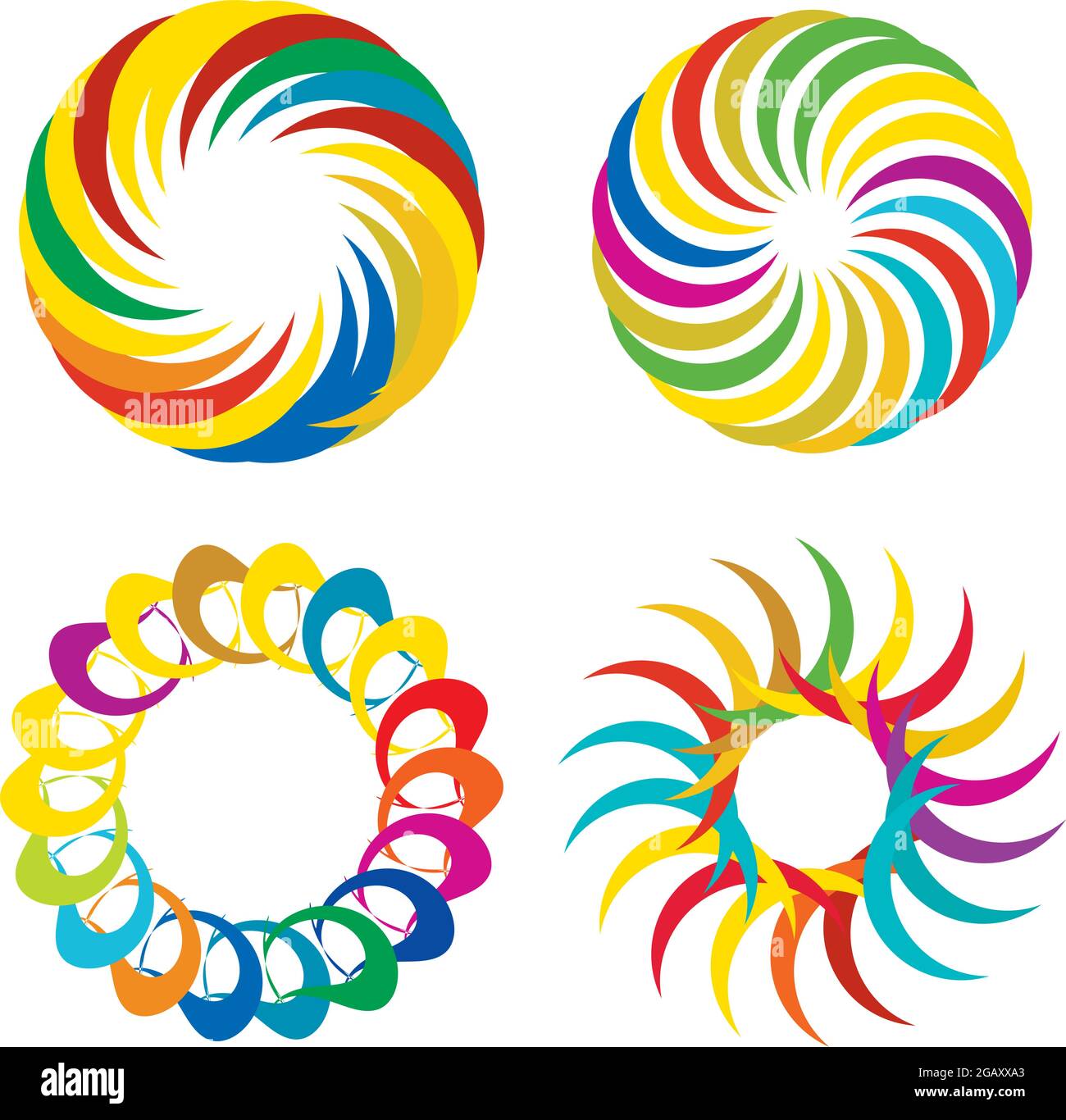 Circular, radial icon, motif, mandala shape. Swirl, twirl, helix ...