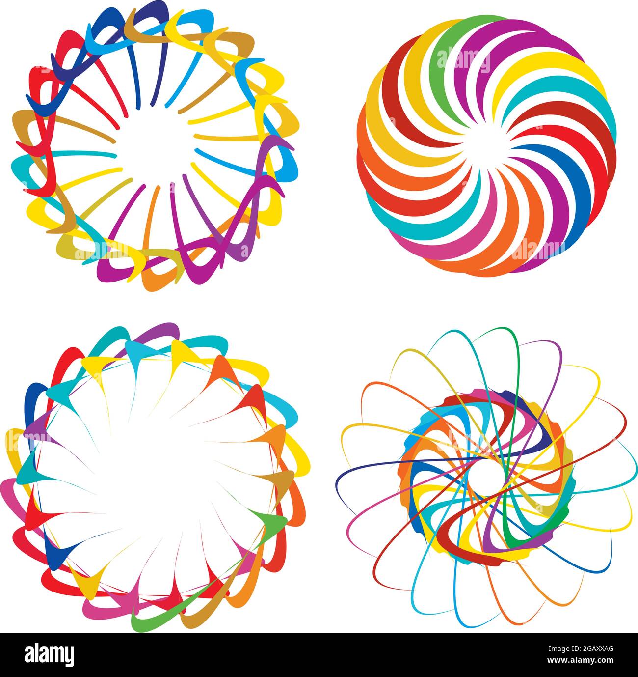 Circular, radial icon, motif, mandala shape. Swirl, twirl, helix ...