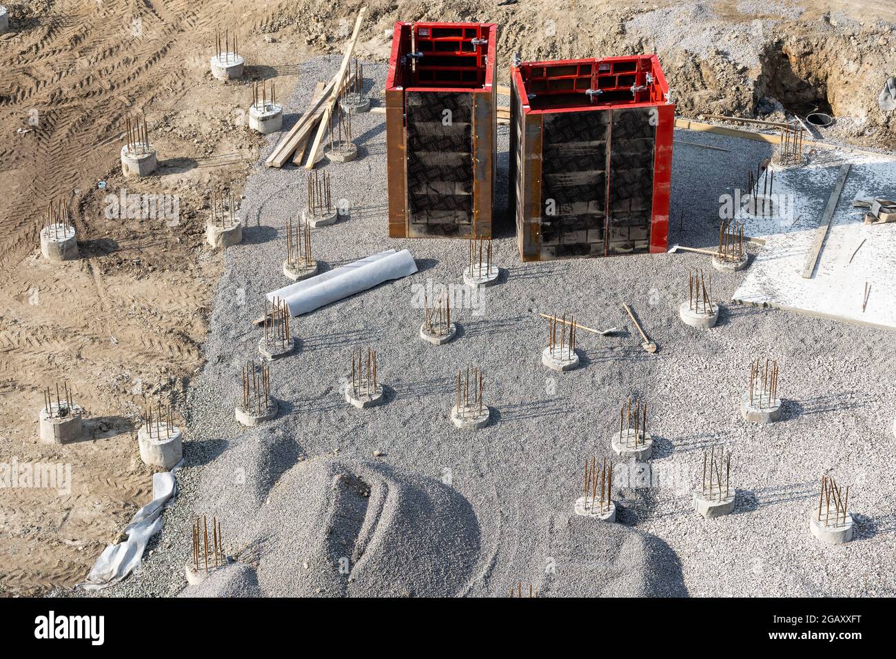 construction site, concrete pouring, piles Stock Photo - Alamy