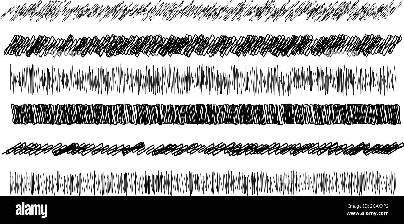 Scribble, sketch, sketchy doodle horizontal line dividers. Wavy, waving ...