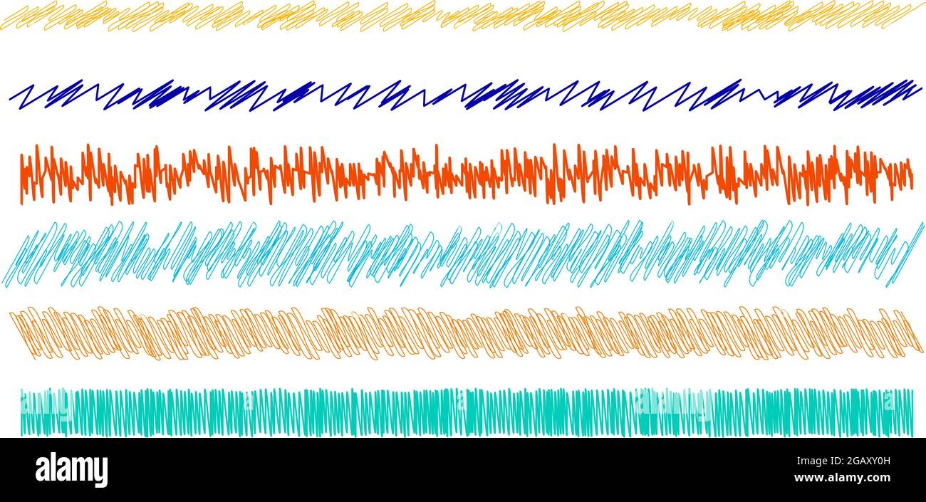 Colorful scribble, sketch, sketchy doodle horizontal line dividers ...