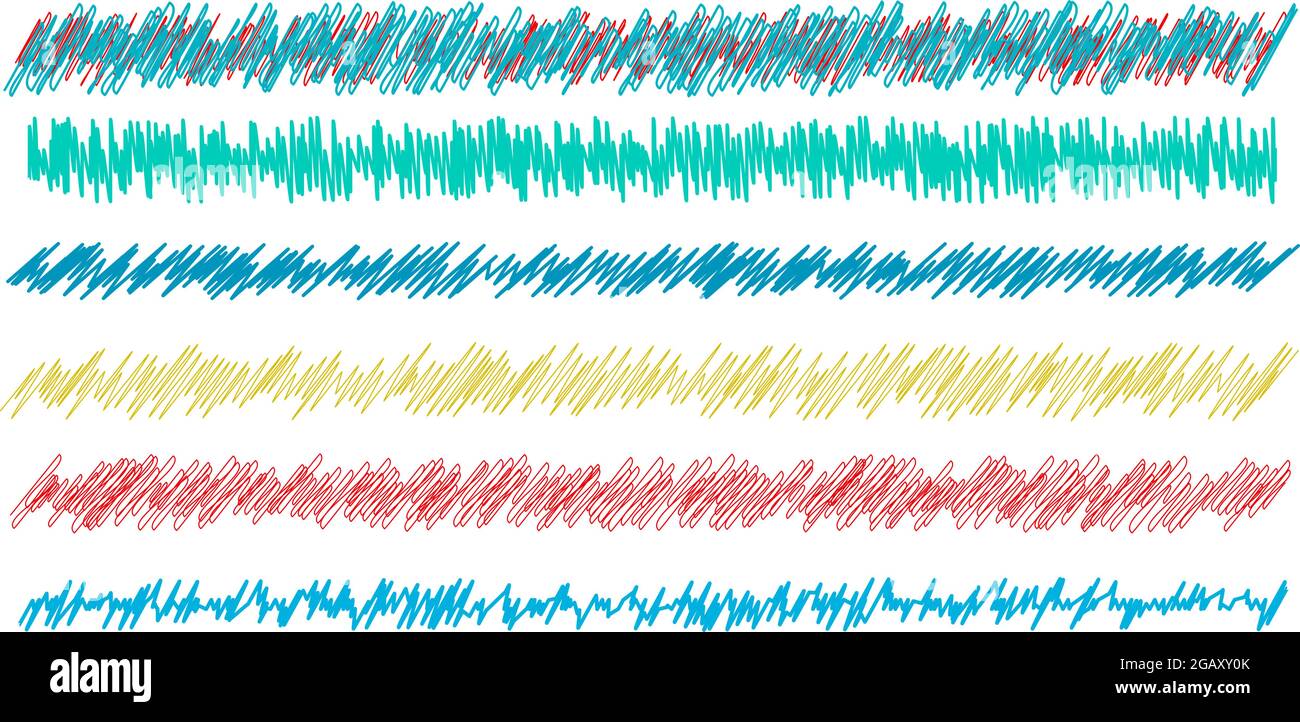 Colorful scribble, sketch, sketchy doodle horizontal line dividers ...