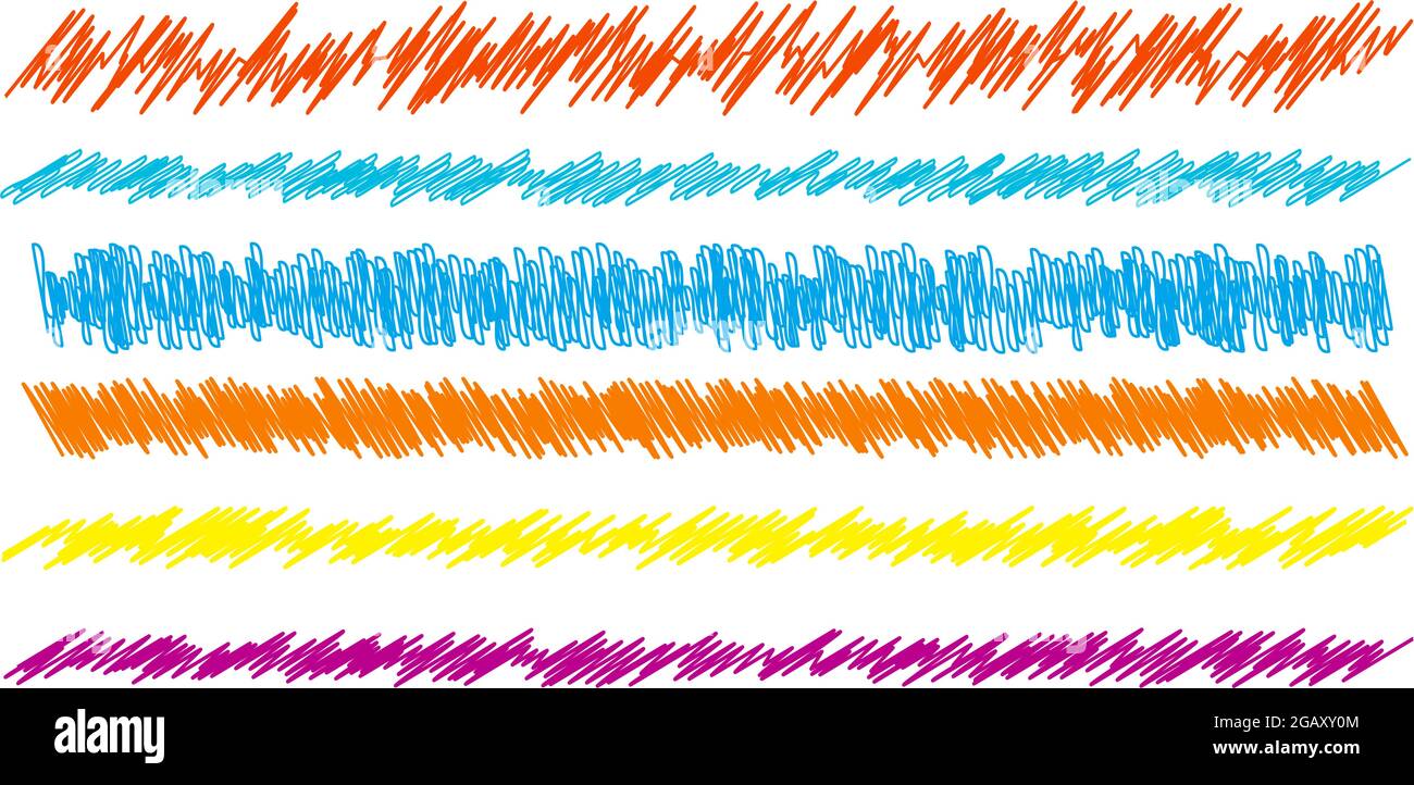 Colorful scribble, sketch, sketchy doodle horizontal line dividers ...