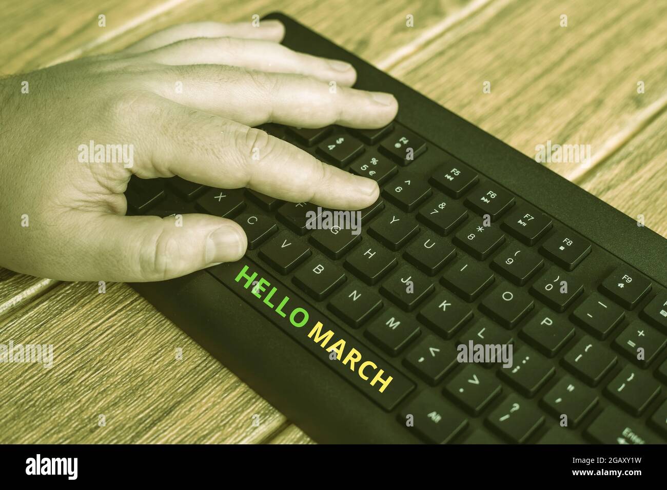 Hand writing sign Hello March, Word for a greeting expression used when ...