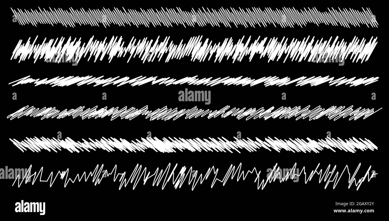 Scribble, sketch, sketchy doodle horizontal line dividers. Wavy, waving ...