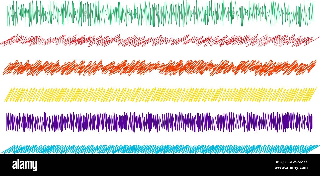 Colorful scribble, sketch, sketchy doodle horizontal line dividers ...