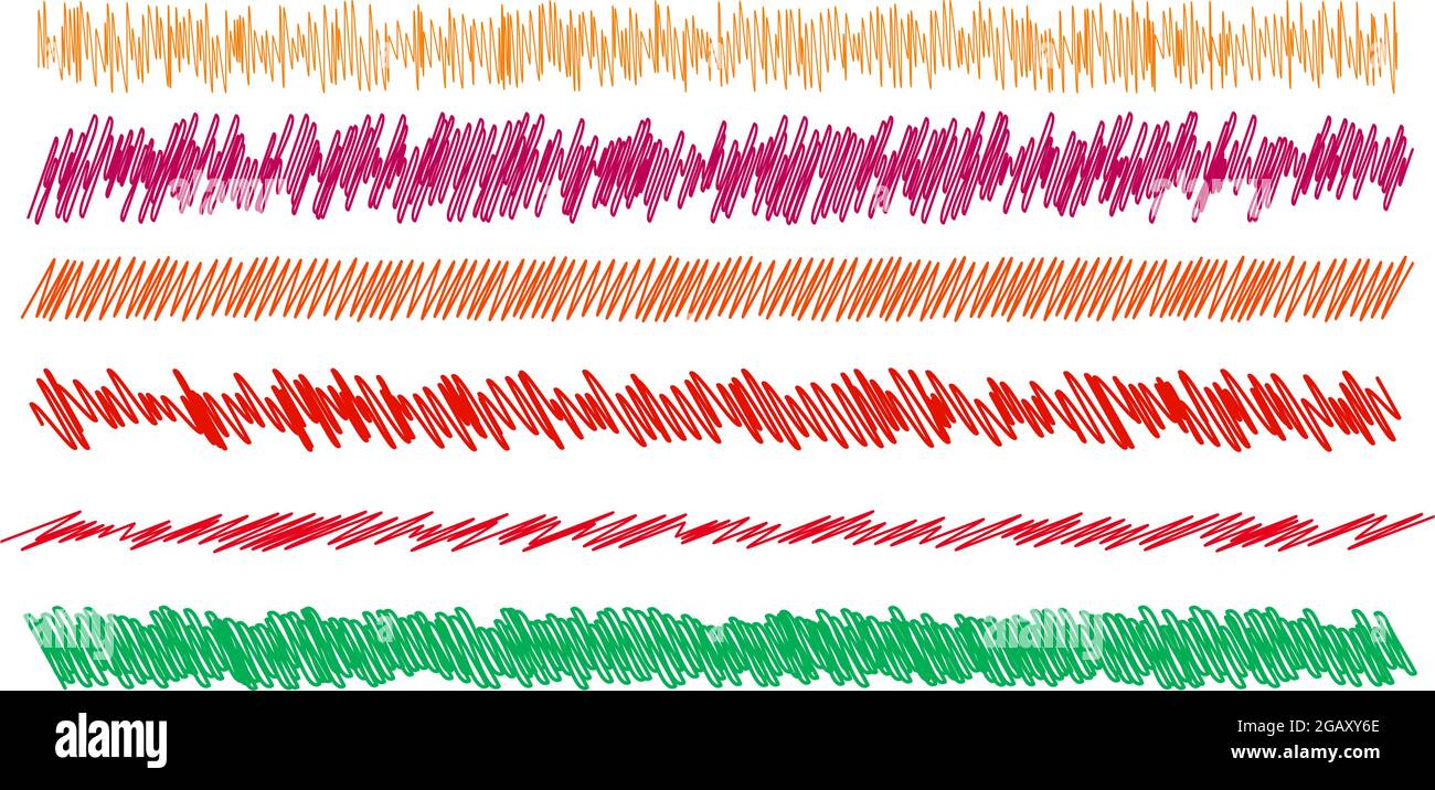 Colorful scribble, sketch, sketchy doodle horizontal line dividers ...