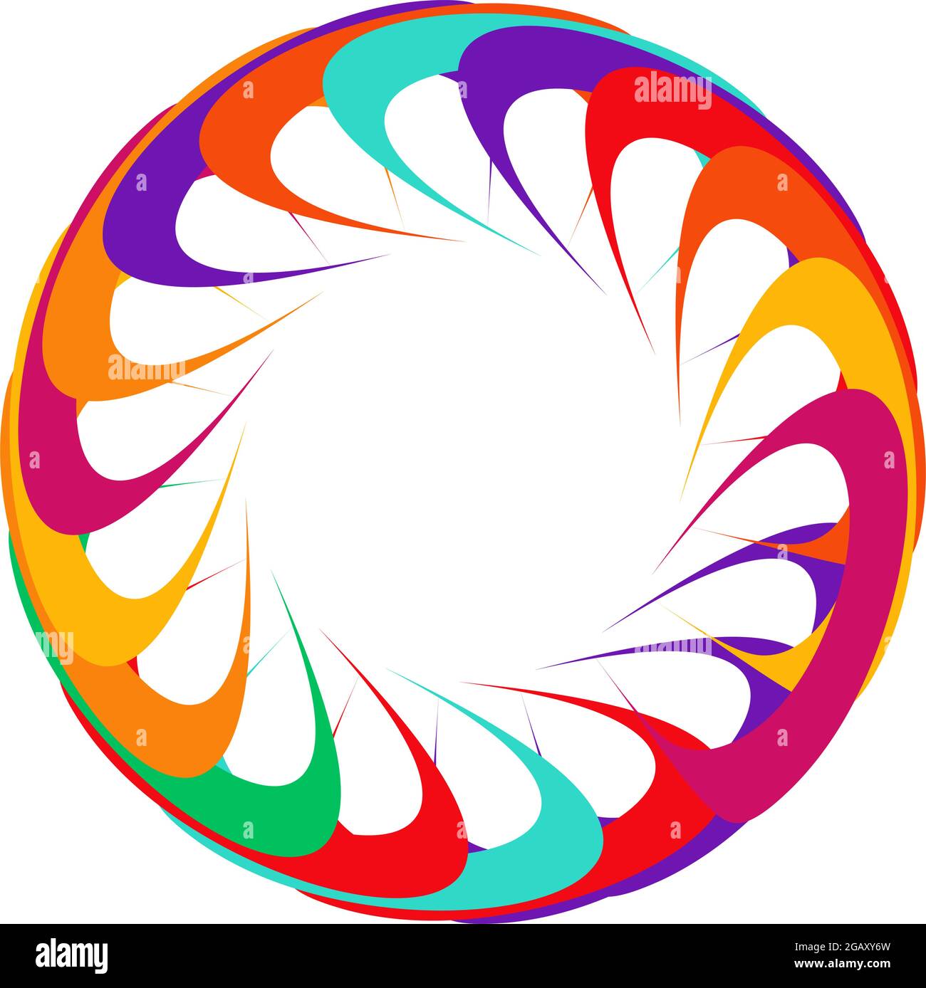 Circular, radial icon, motif, mandala shape. Swirl, twirl, helix ...