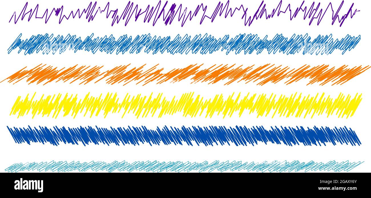 Colorful scribble, sketch, sketchy doodle horizontal line dividers ...