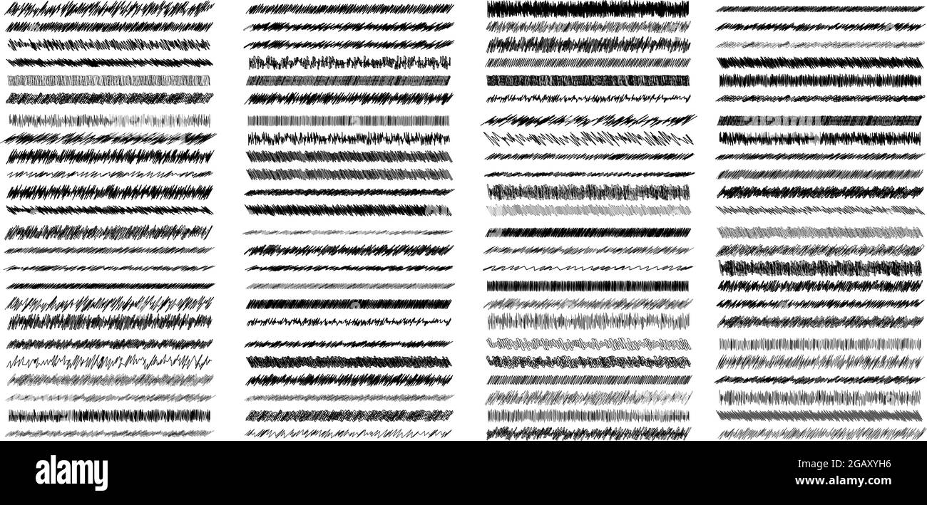 Scribble, sketch, sketchy doodle horizontal line dividers. Wavy, waving ...