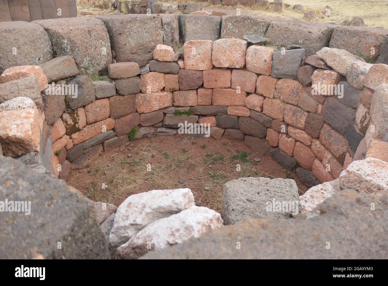 Inca cemetery Puno near shores of Lake Titicaca pre Inca village Peru ...