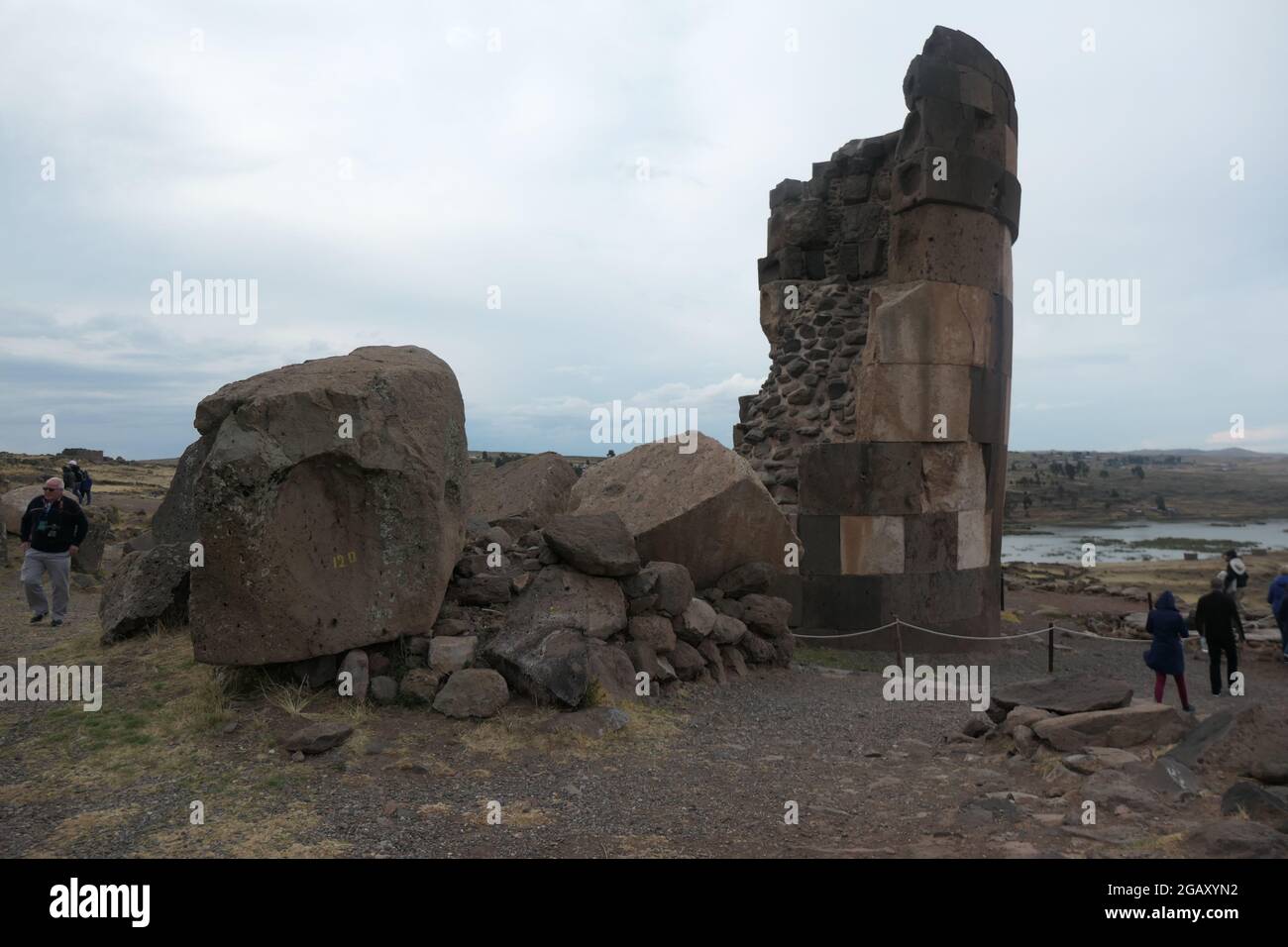 Puno near shores of Lake Titicaca pre Inca village Peru Sillustani ...