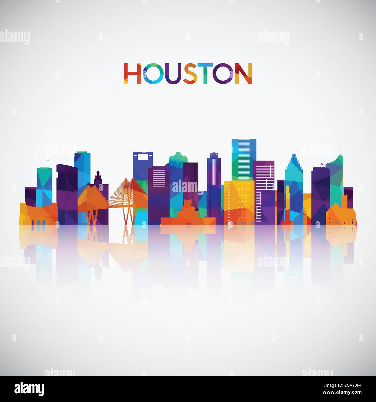 Houston skyline silhouette in colorful geometric style. Symbol for your ...