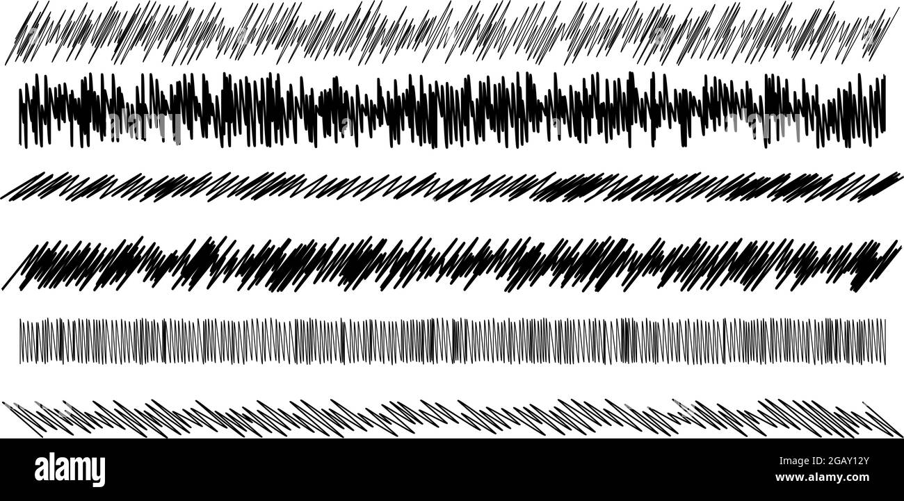 Scribble, sketch, sketchy doodle horizontal line dividers. Wavy, waving ...