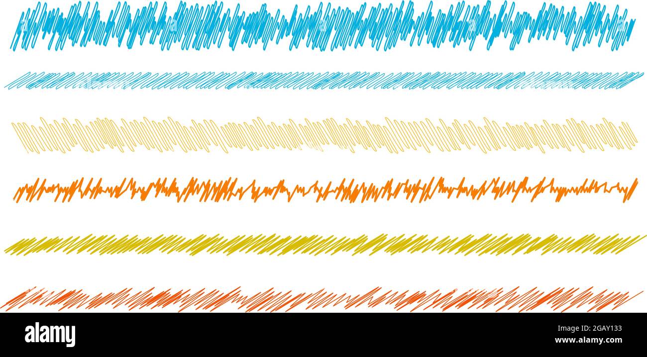 Colorful scribble, sketch, sketchy doodle horizontal line dividers ...
