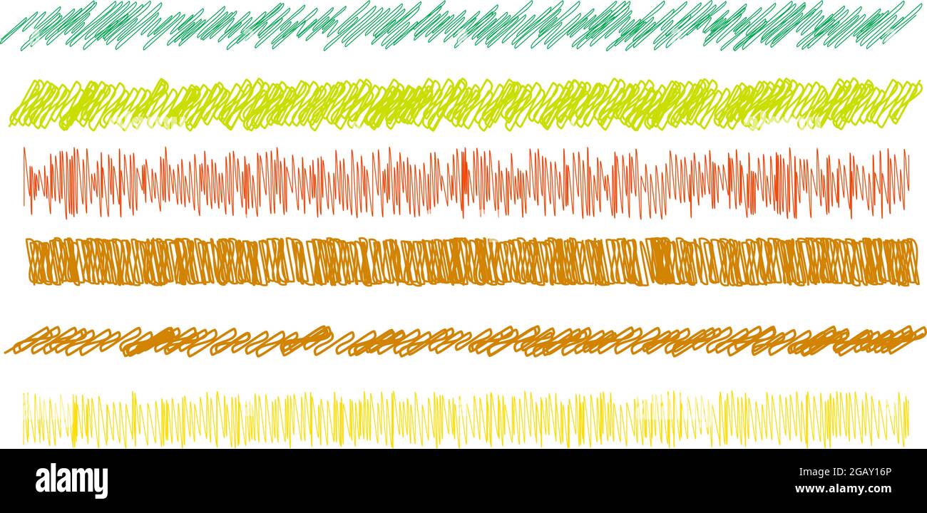 Colorful scribble, sketch, sketchy doodle horizontal line dividers ...