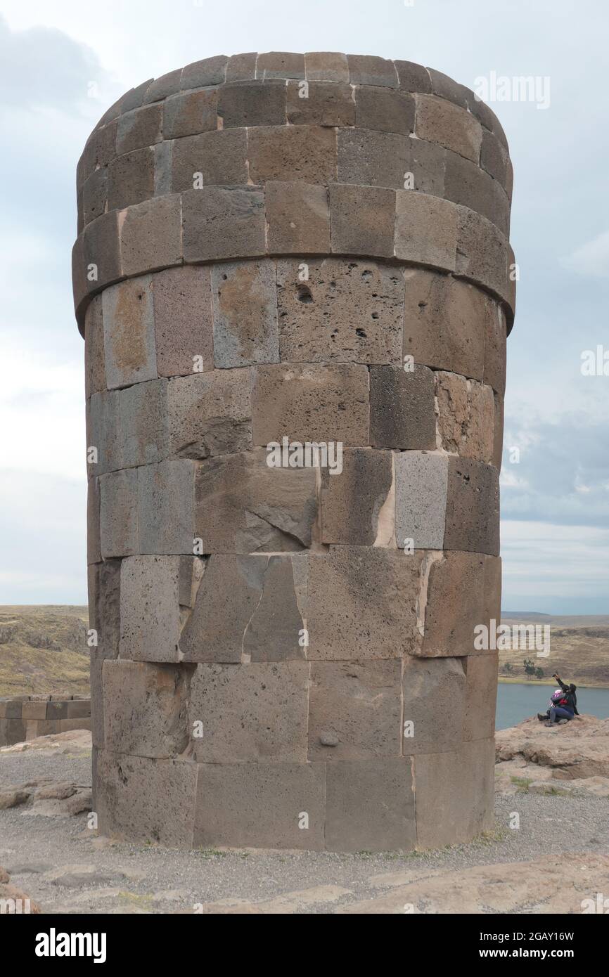 Inca cemetery Puno near shores of Lake Titicaca pre Inca village Peru ...