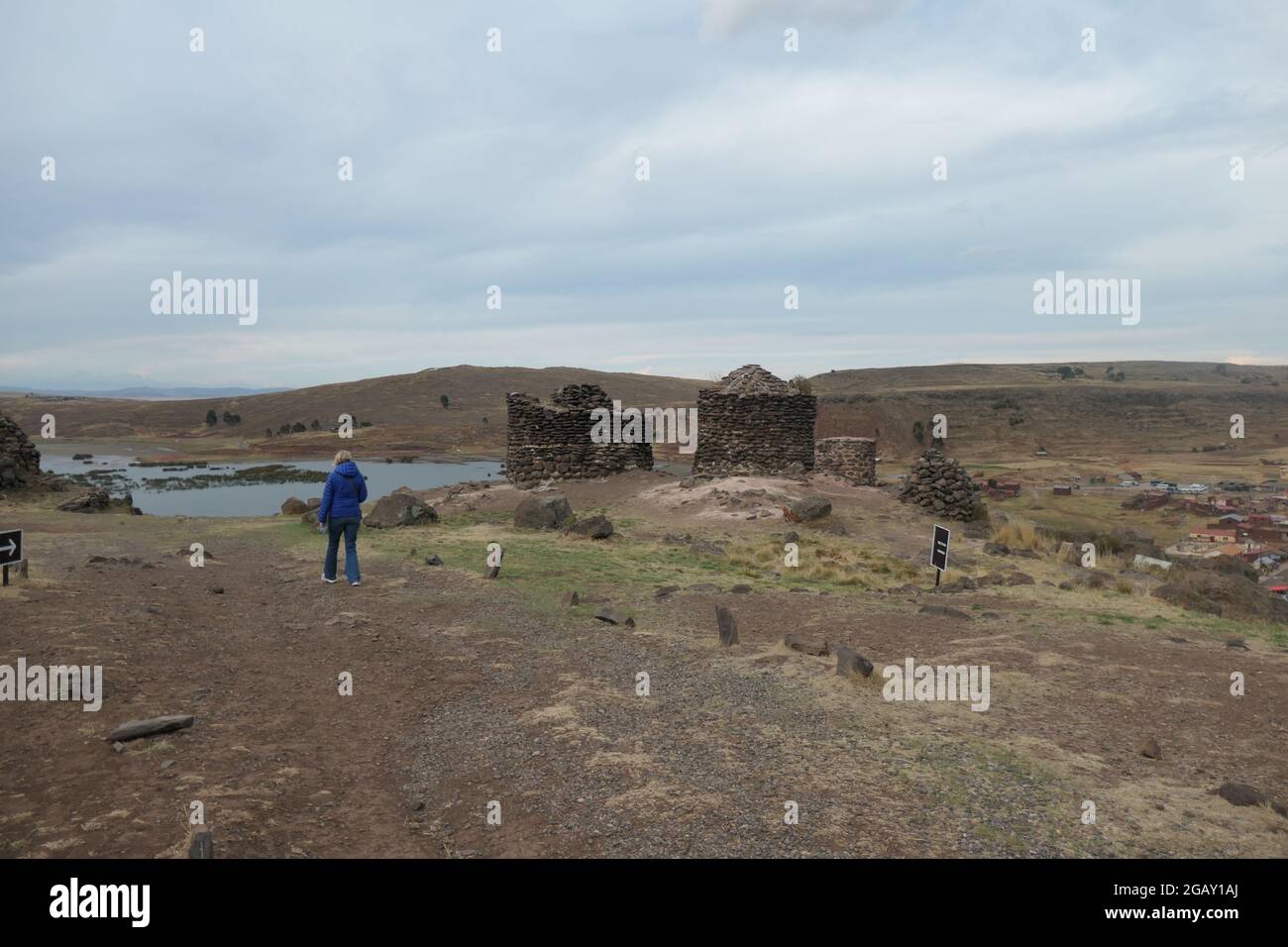 Puno near shores of Lake Titicaca pre Inca village Peru burial mounds ...