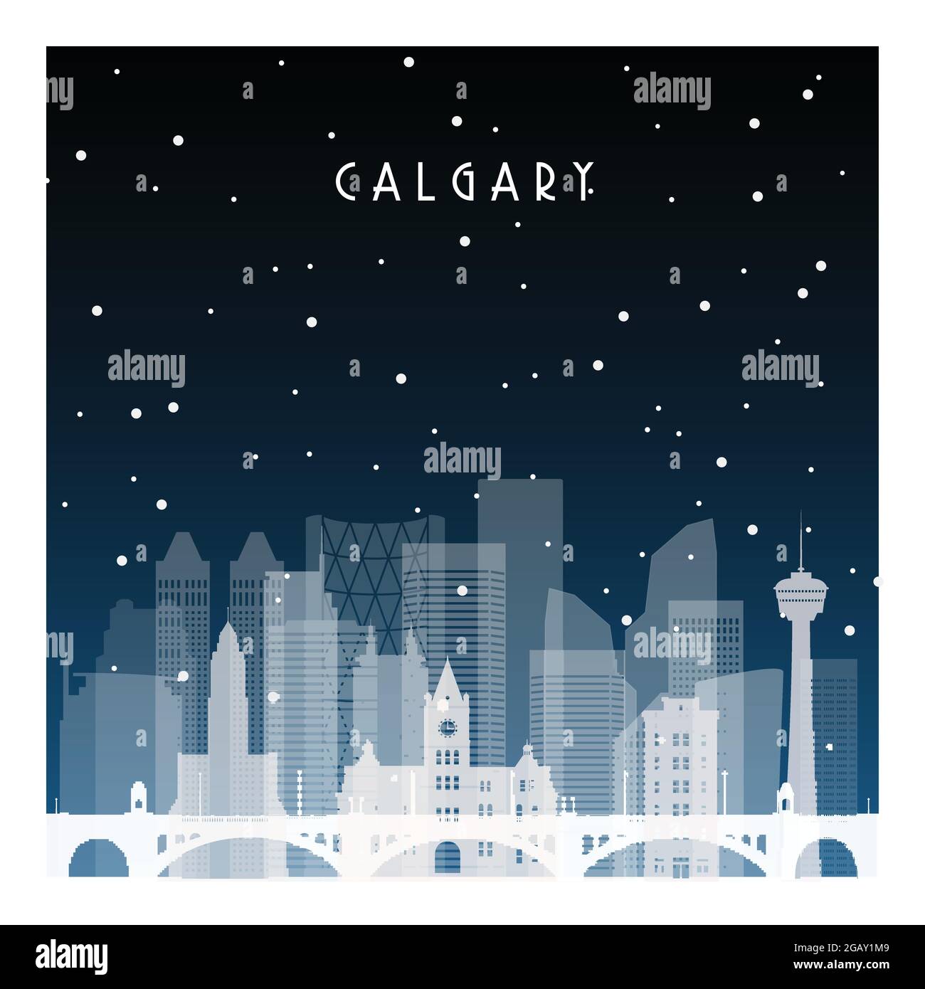 Calgary downtown in alberta night Stock Vector Images - Alamy
