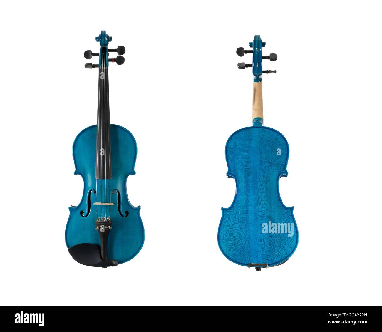 blue wooden violin isolated on white background Stock Photo - Alamy