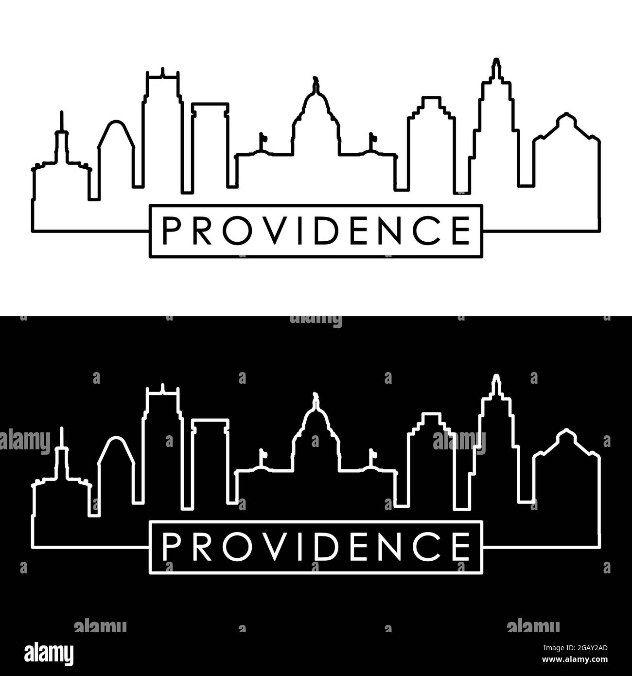Providence skyline. Linear style. Editable vector file Stock Vector ...