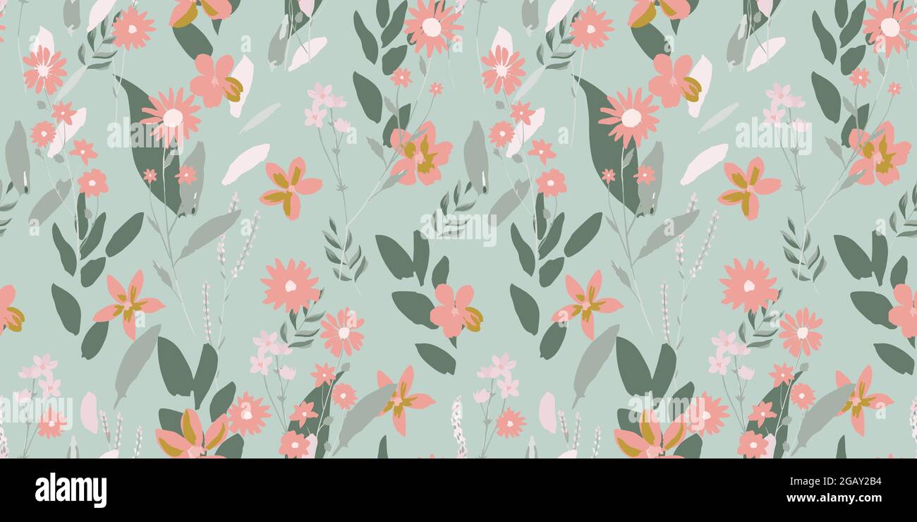 wildflowers pattern on pastel background Stock Vector Image & Art - Alamy