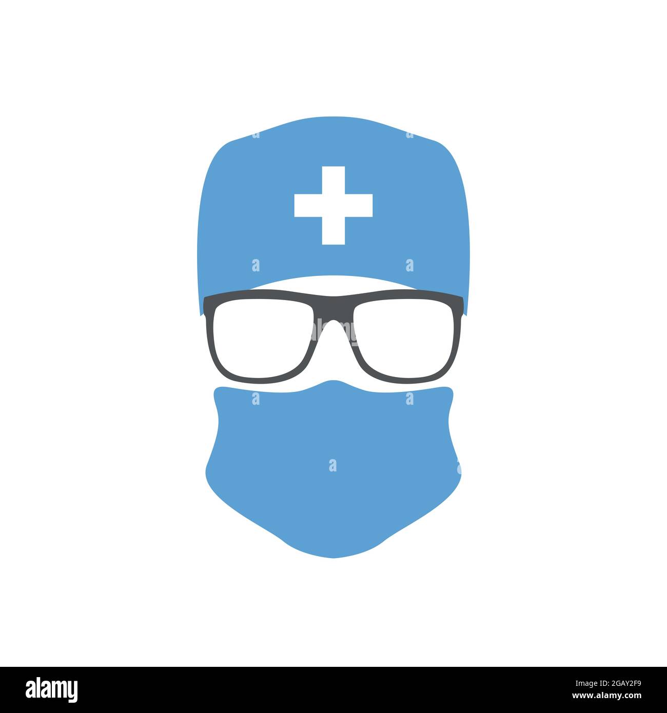 Surgeon in hat ,mask and glasses. Doctor icon. Vector illustration ...