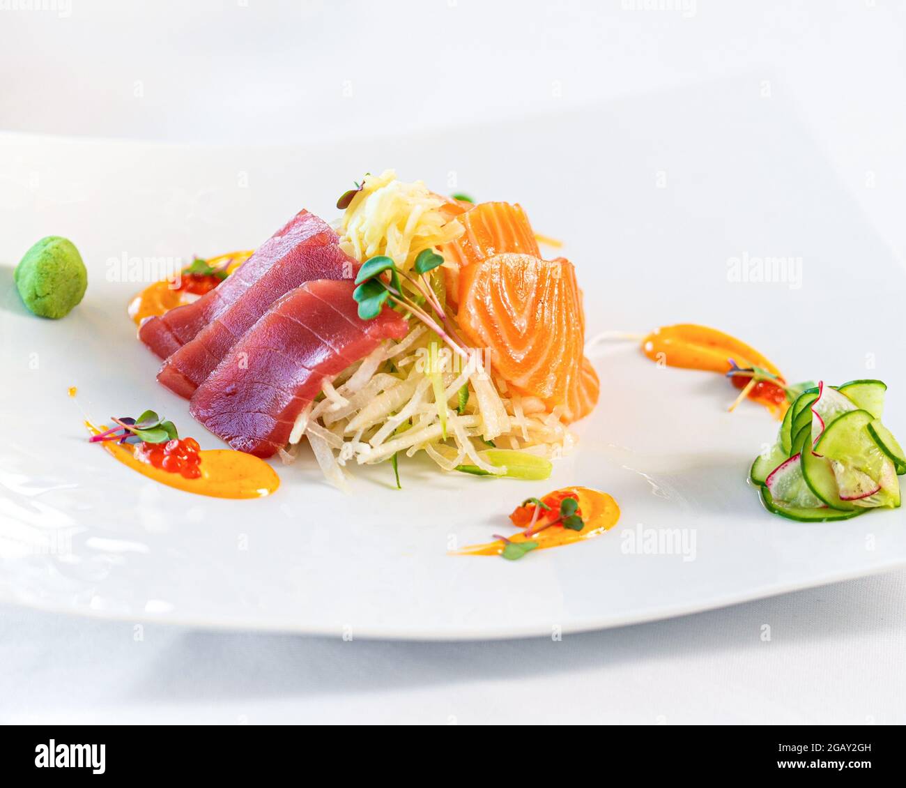 fresh japanese sashimi raw fish slice on plate Stock Photo - Alamy