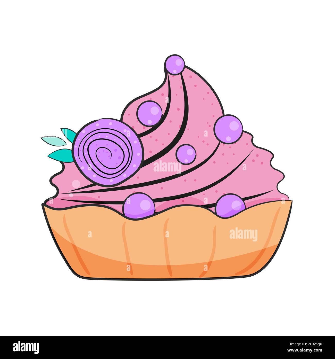 Cute funny cupcake in cartoon style. Vector illustration Stock Vector ...