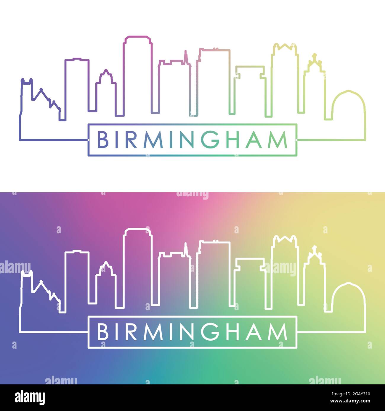 Birmingham city skyline silhouette vector hi-res stock photography and ...