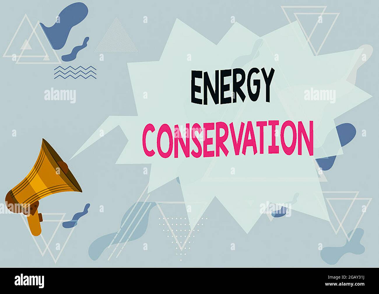 Text caption presenting Energy Conservation. Word for Reduction in the ...
