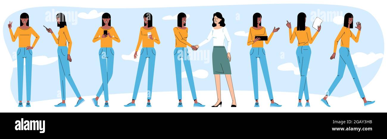 Flat character activities and gestures Stock Vector Image & Art - Alamy