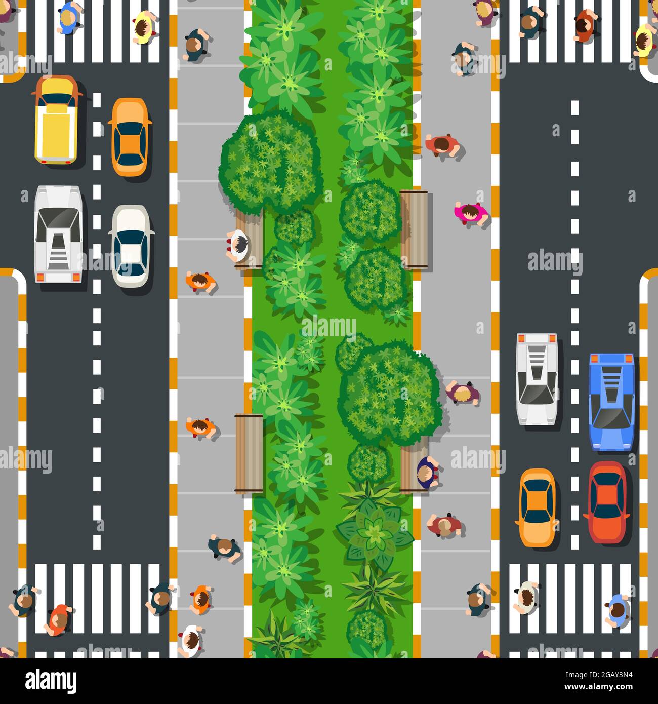 Top view Seamless pattern of a highway junction Stock Vector Image ...