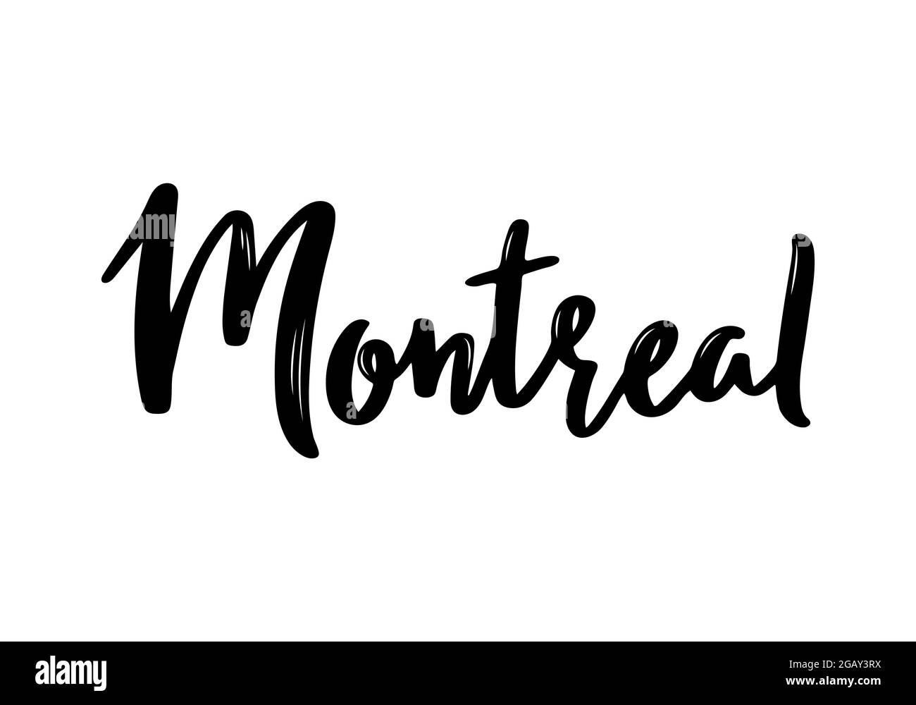 Montreal - hand drawn lettering name of Canadian city. Handwritten ...