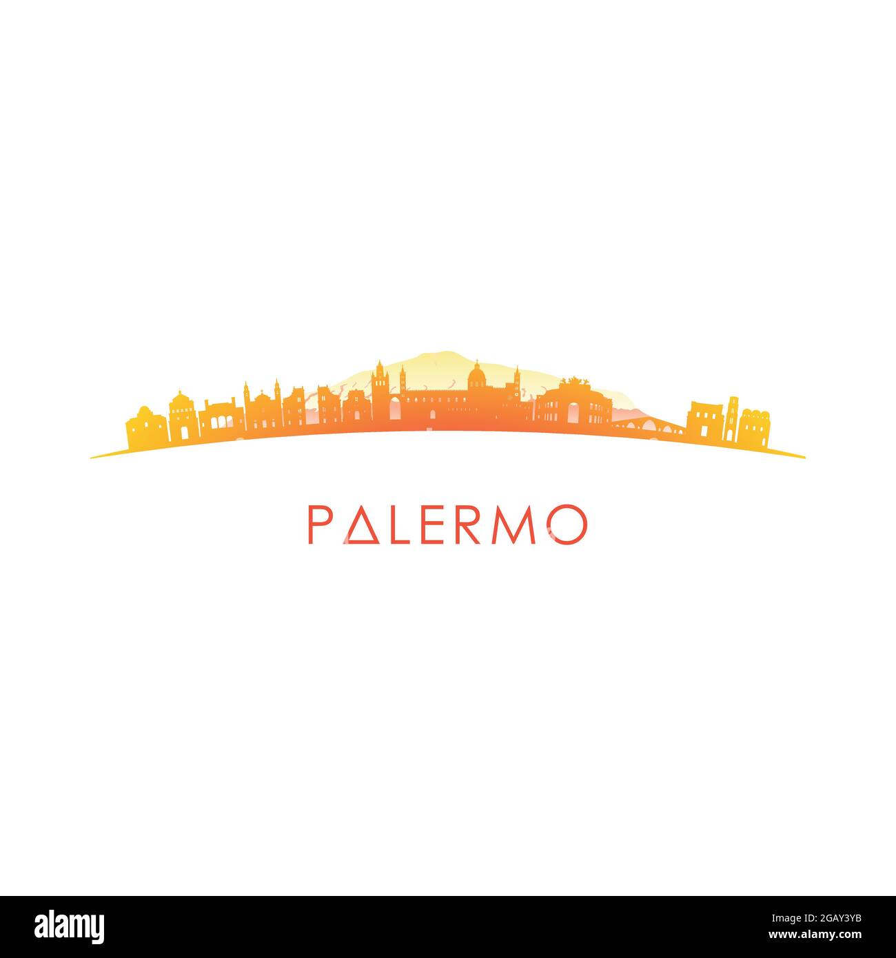 Palermo skyline silhouette. Vector design colorful illustration Stock ...