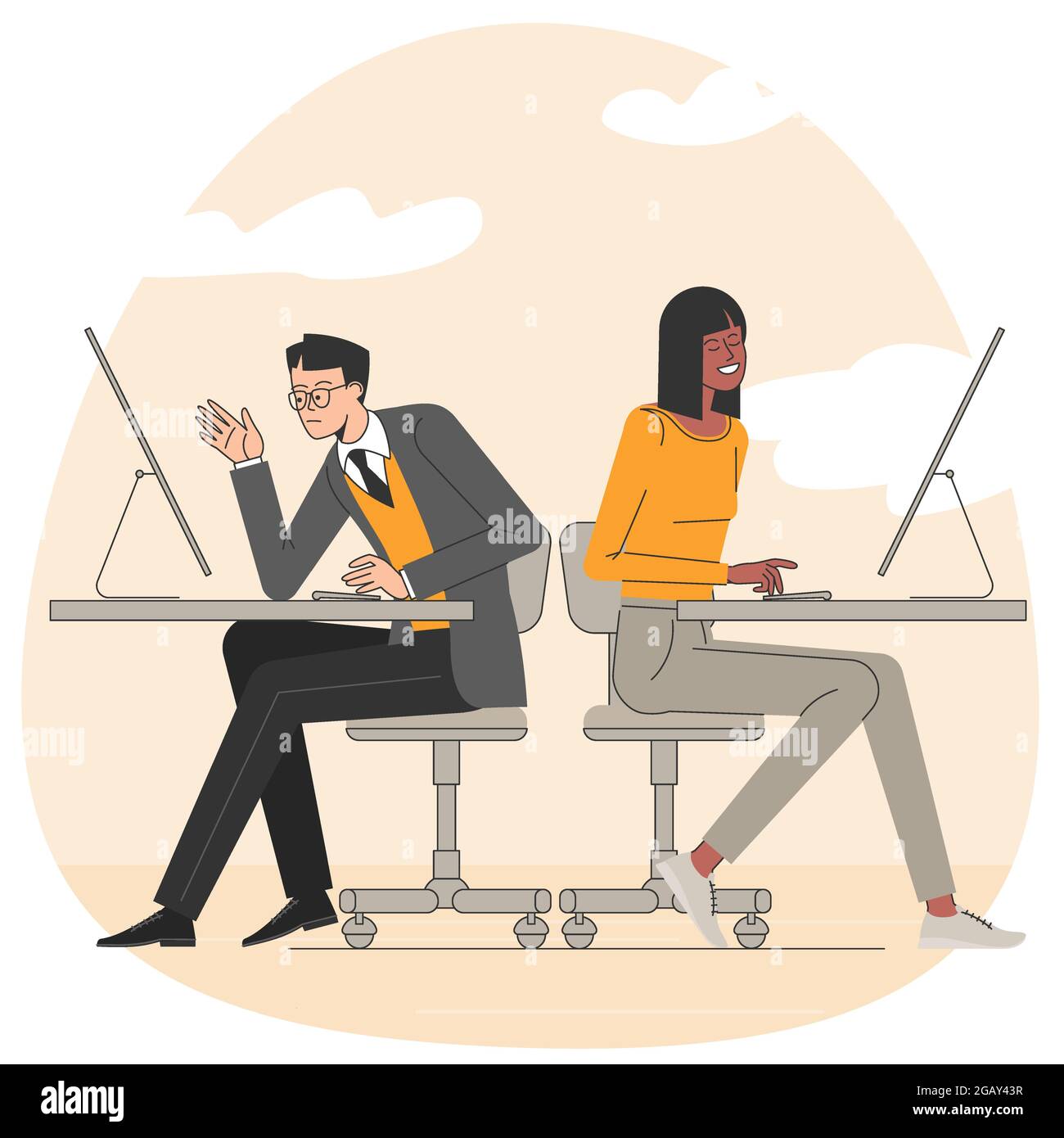 Frustrated man sitting office Stock Vector Images - Alamy
