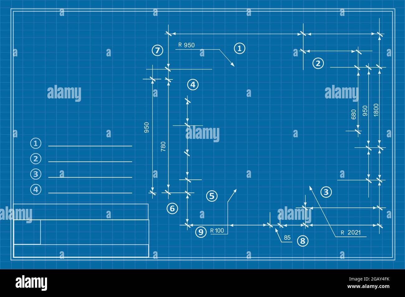 Template drawing plan scheme with dimensions, strings Stock Vector ...