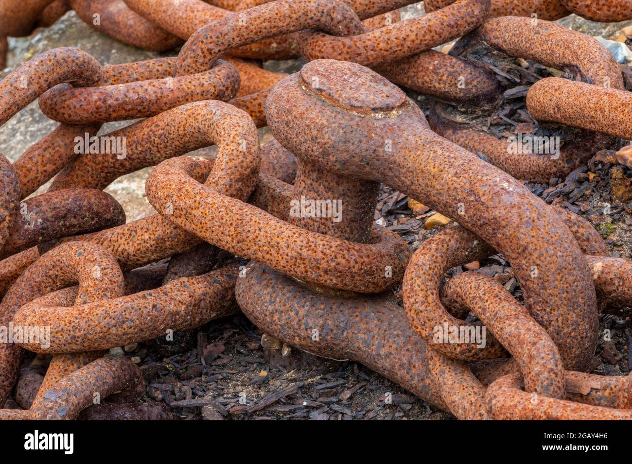 rusty old chains, corroded old chains, pile of rusty chains, heap of ...