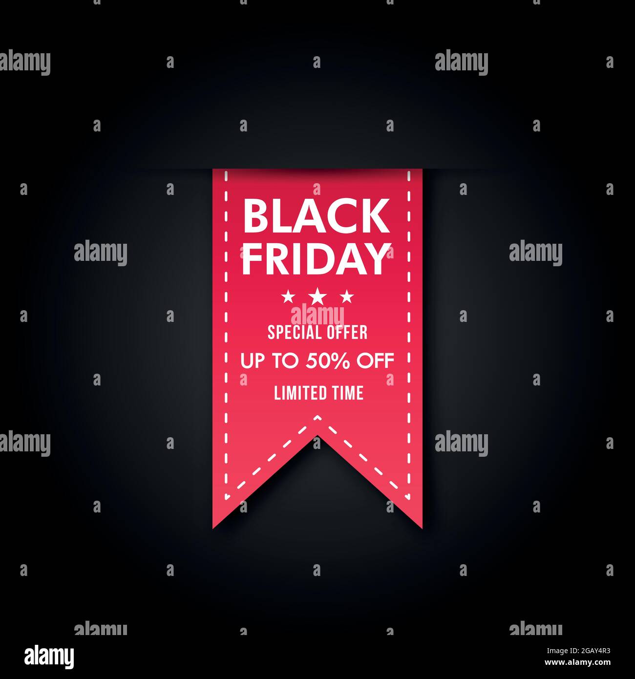 Black friday sale banner design. Red ribbon. Discount Tag. Vector ...