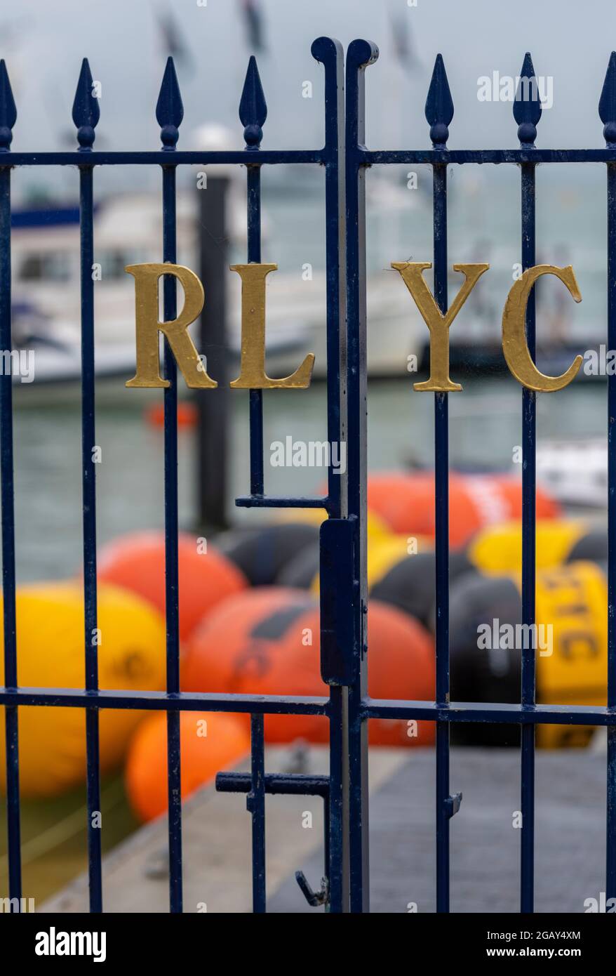 royal london yacht club pontoon gate at cowes week on the isle of wight ...