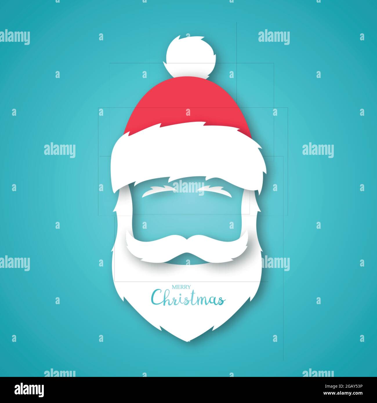 Paper cut Santa Claus isolated on blue background. Paper art style ...