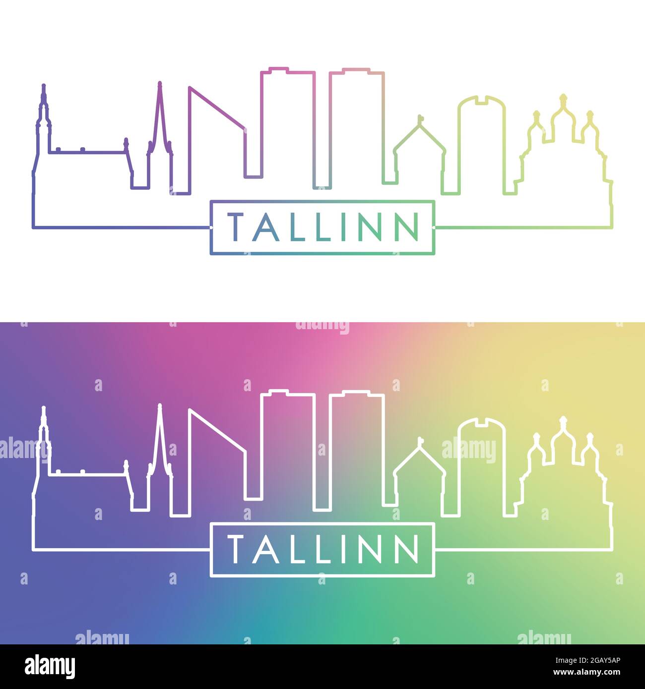 Tallinn skyline. Colorful linear style. Editable vector file Stock ...