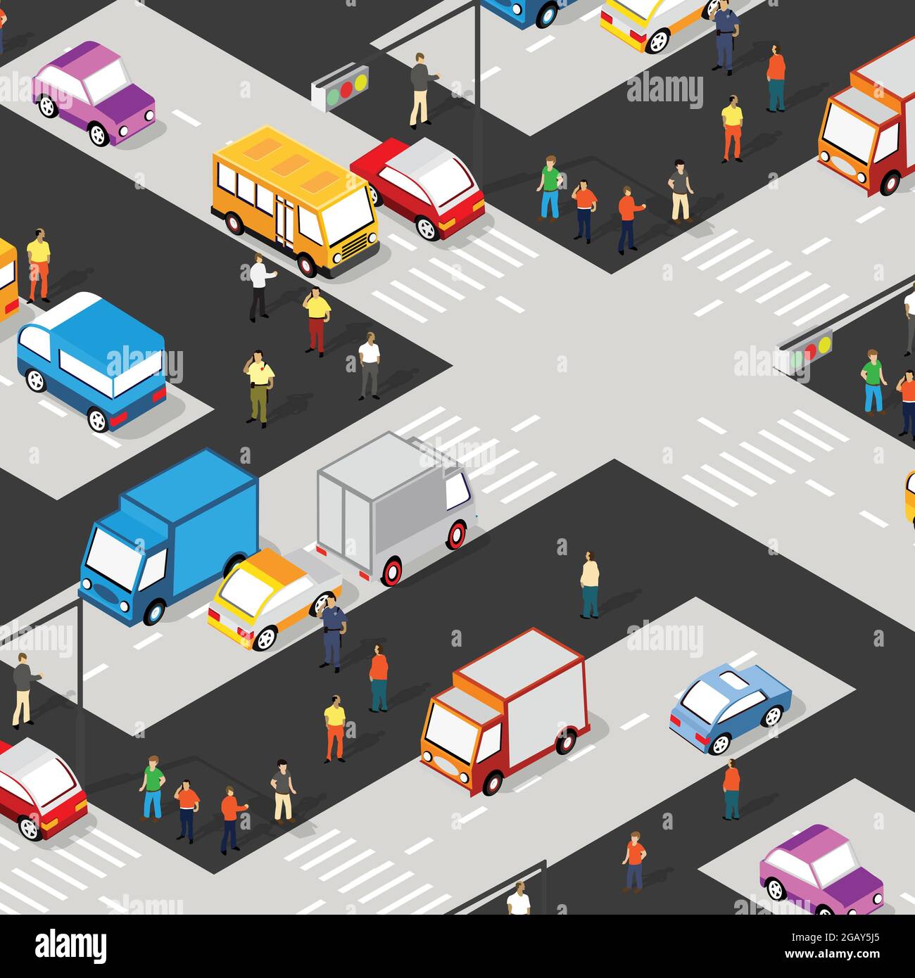Isometric Crossroads intersection of streets of highways with traffic Stock Vector Image & Art ...